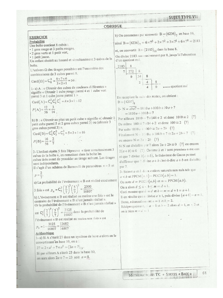 ECORRIGE EXOS VII math TC | PDF