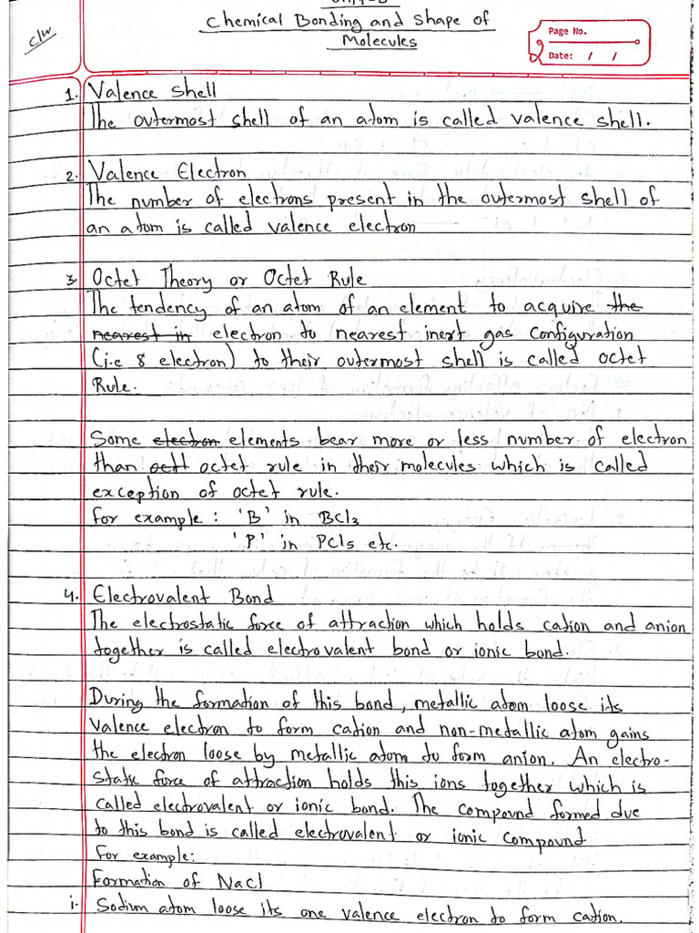 Chemical Bonding & Shape of Molecules Class 11 Chemistry | PDF