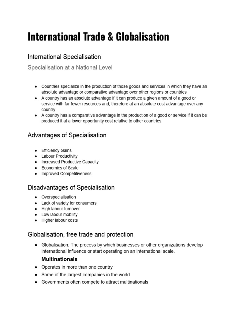 International Trade and Specialisation Insights | PDF | Currency ...