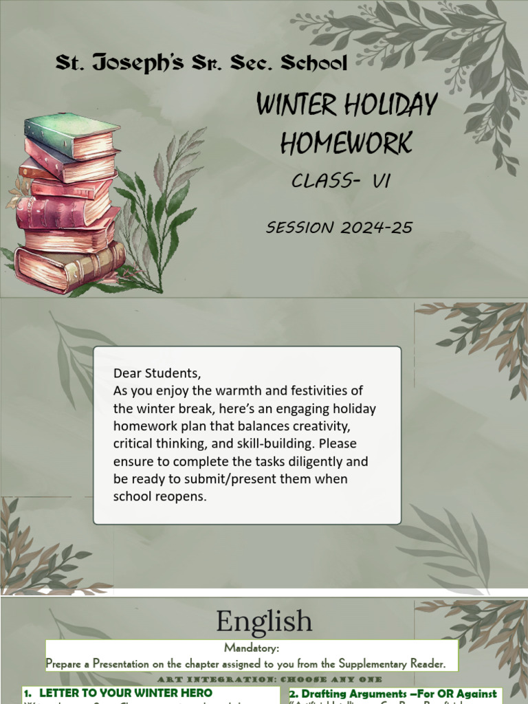 Circular 20241228115143 Class 6 Winter Holiday Homework 2024 | PDF
