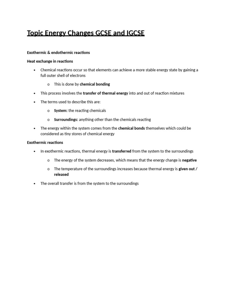 Energy Changes in Chemical Reactions | PDF | Chemical Reactions ...
