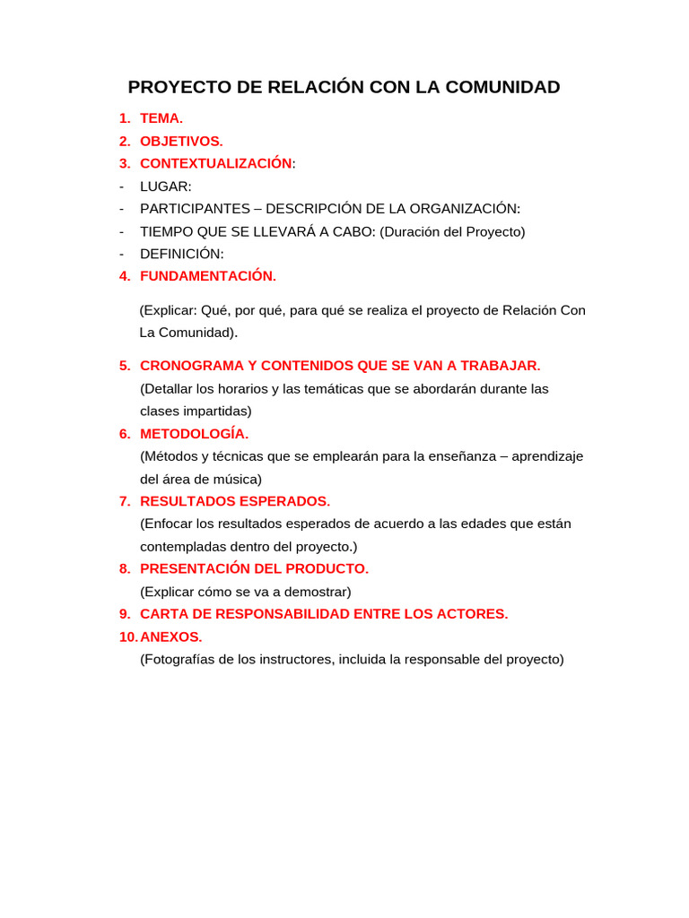 Proyecto de Relación Con La Comunidad | PDF