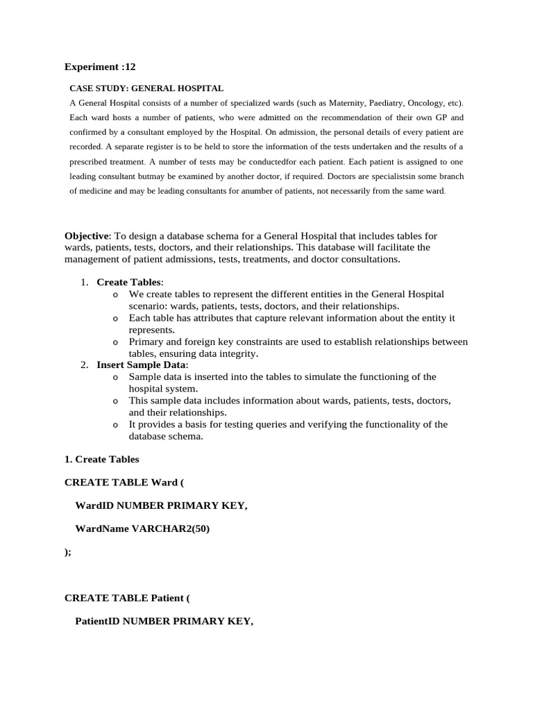 Partb Pgm12 DBMS Lab Case Study | PDF | Databases | Health Care