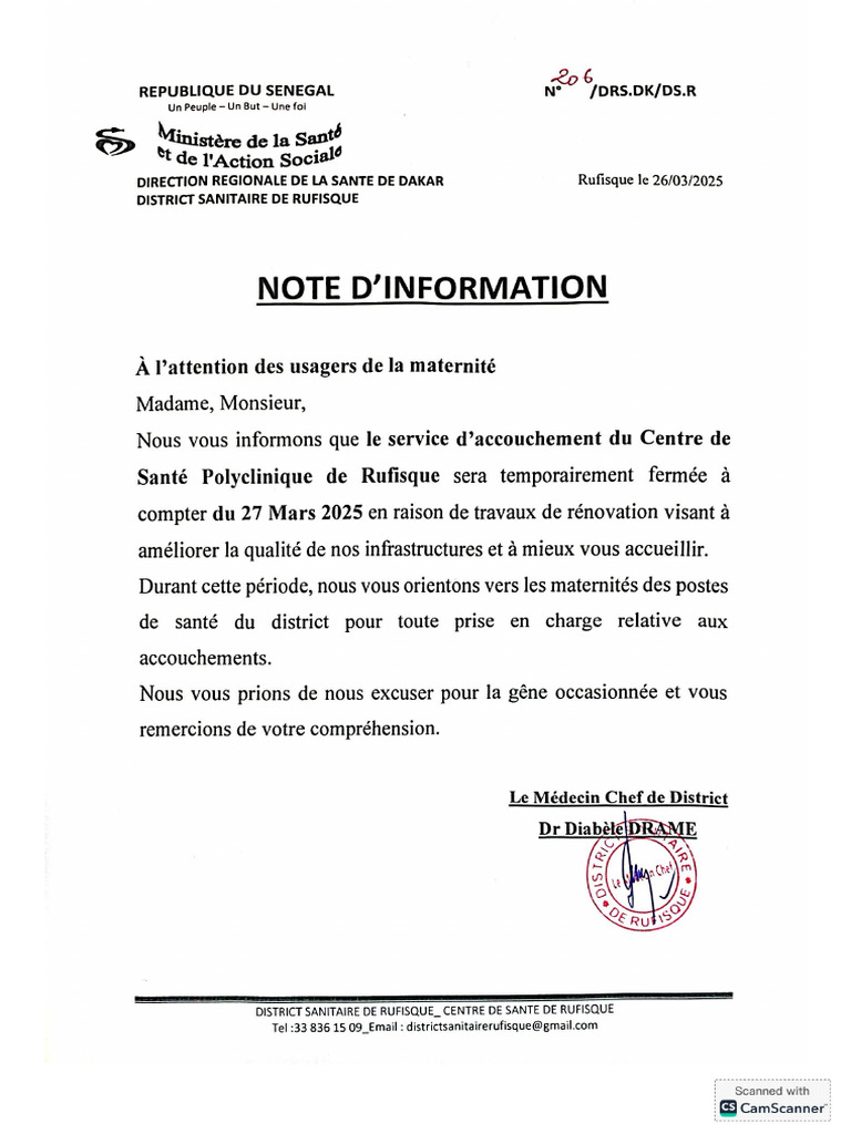 Note d’Information Portant La Fermeture | PDF