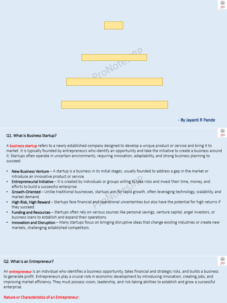 BBA Business Startup Skills Unit 1 | PDF | Entrepreneurship | Corporate ...