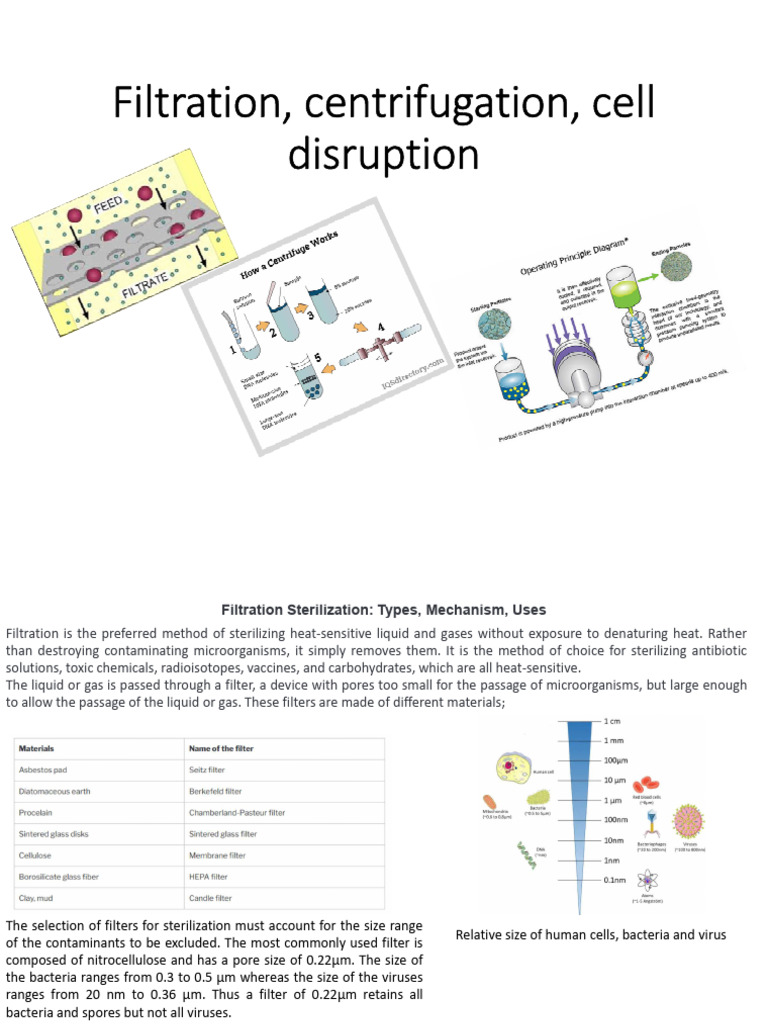 Filtration, Centrifugation, Cell Disruption | PDF | Centrifugation ...