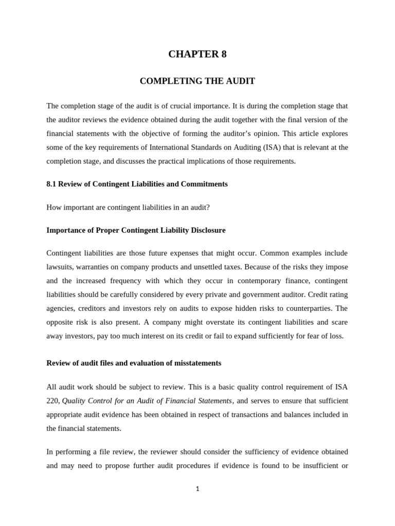 Audit Completion and Review Procedures | PDF | Audit | Auditor's Report