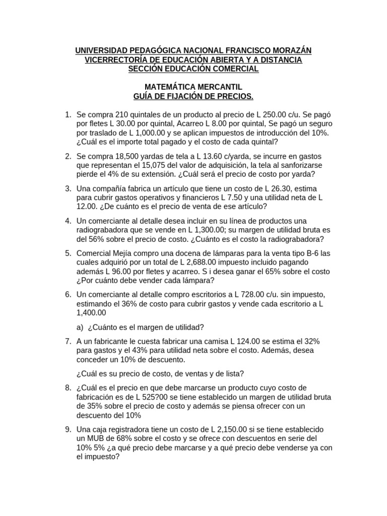 Guía Sobre Fijación de Precios, Repartimiento Proporcional y Prorra. de ...