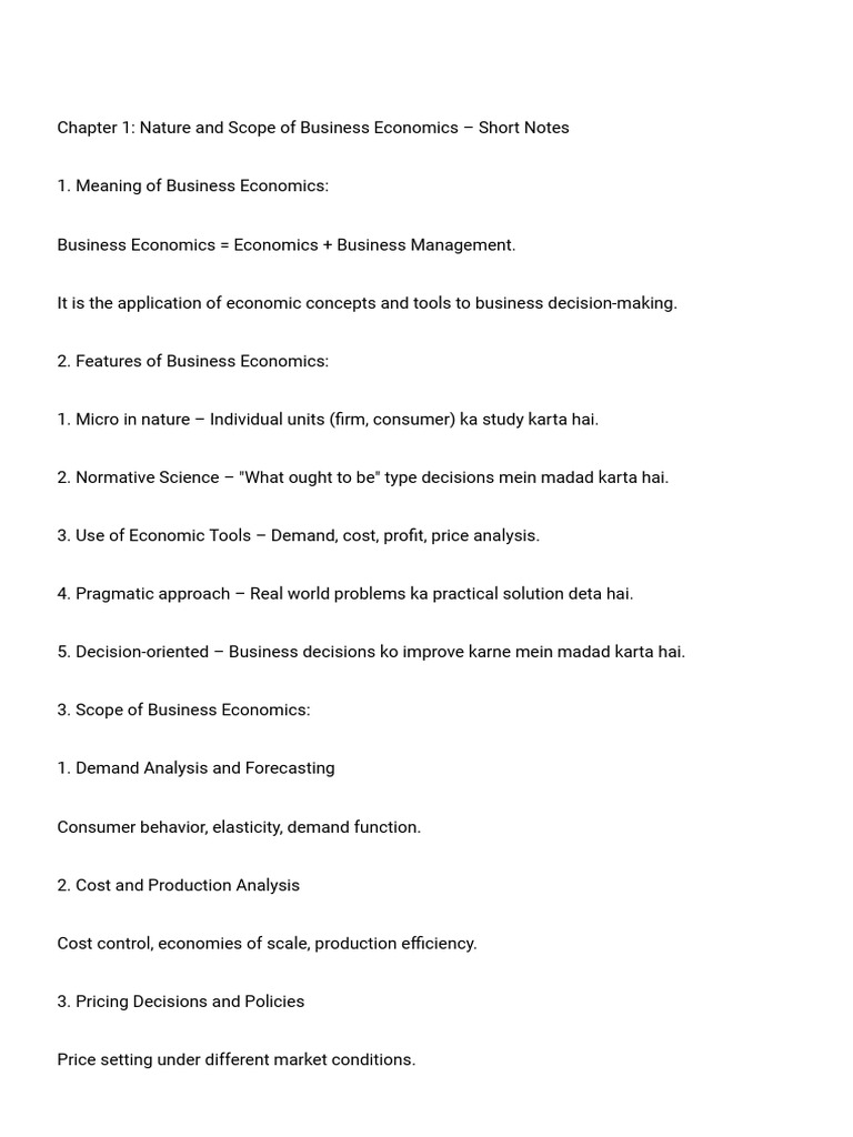 Business Economics Overview and Scope | PDF
