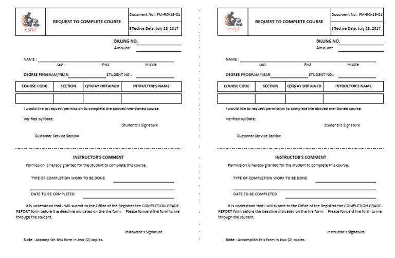Course Completion Request Form | PDF