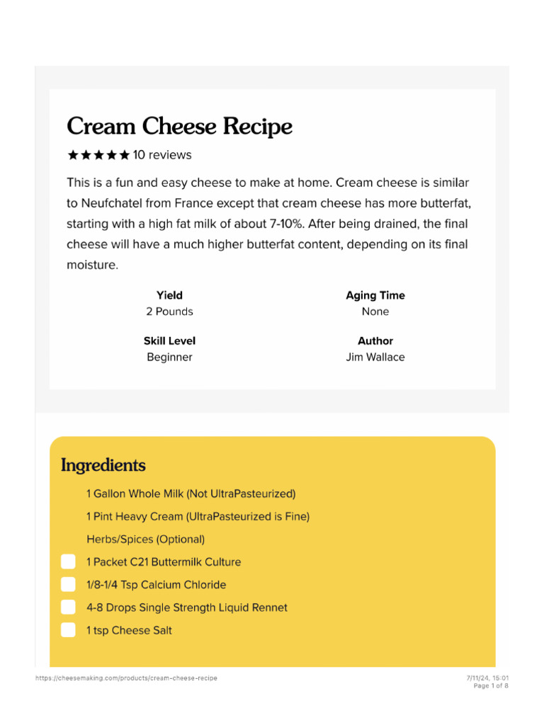 Cheese Cream Cheese | PDF