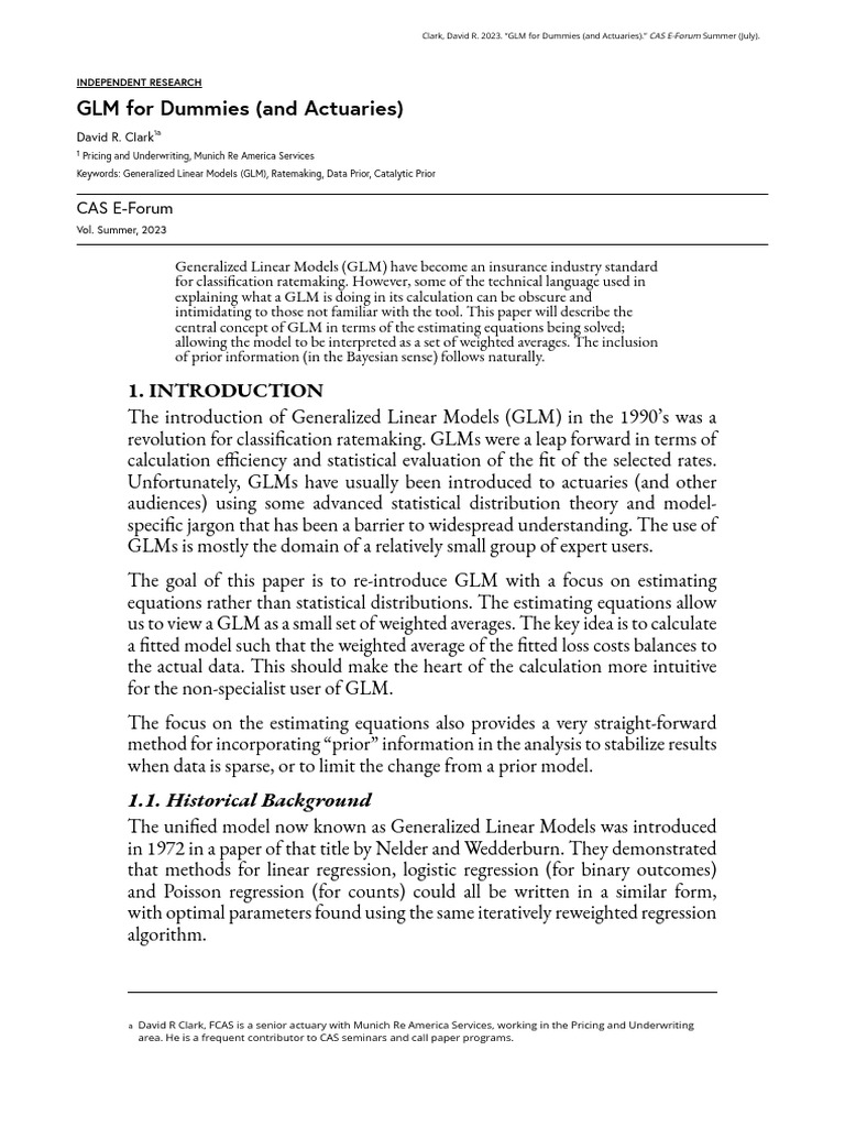 GLM For Dummies and Actuaries | PDF | Linear Regression | Variance