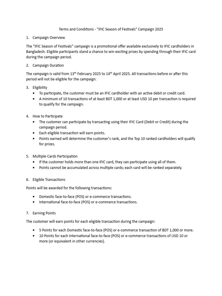 IFIC Season of Festivals T&C | PDF | Credit Card | Debit Card