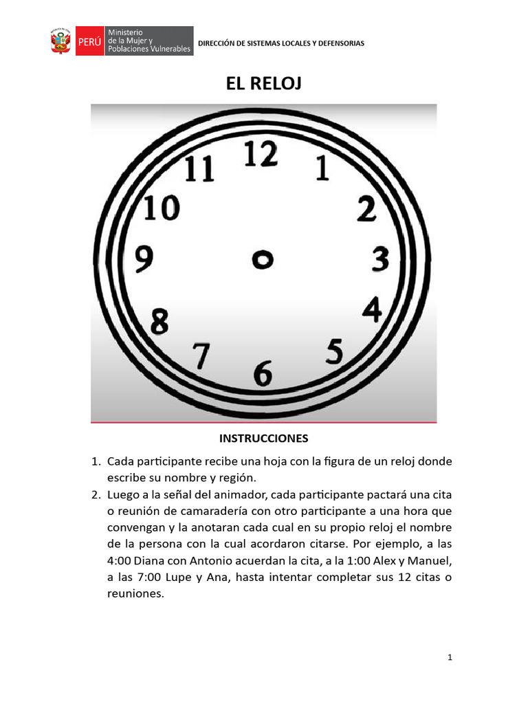 Dinámica El Reloj | PDF