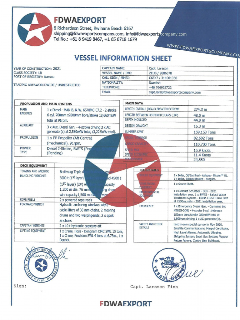 Scan Vessel Info Sheets | PDF