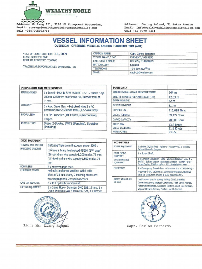 Scan Vessel Info Sheet En590 | PDF