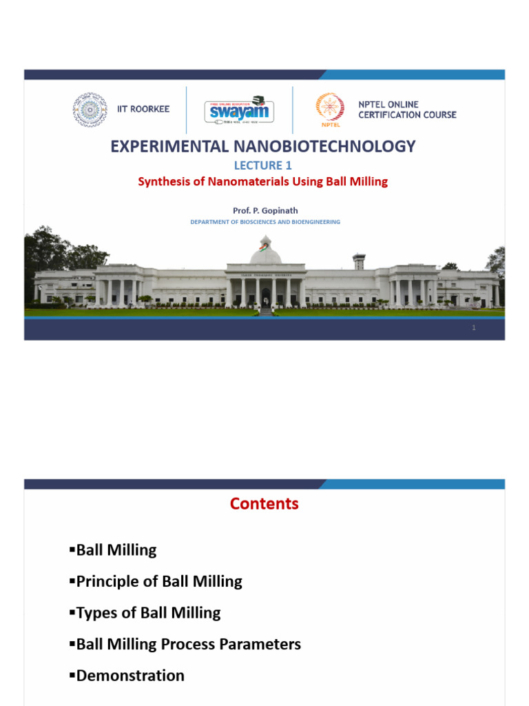 Ball Milling for Nanomaterial Synthesis | PDF | Mill (Grinding ...