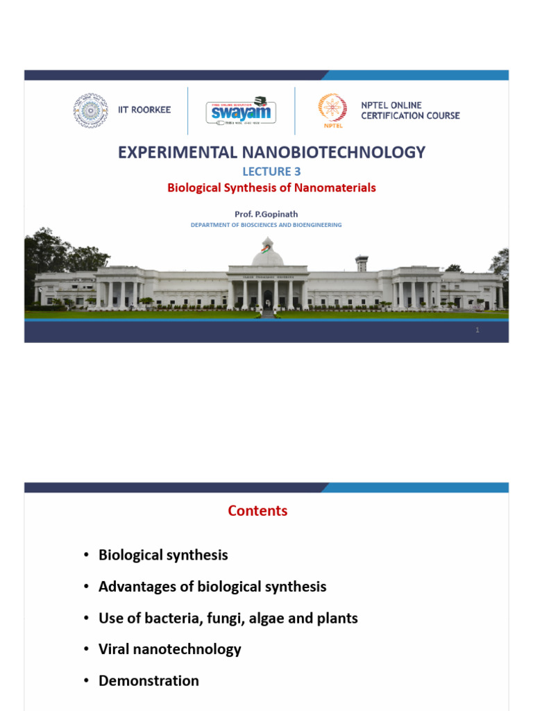Lecture 03. Biological Synthesis of Nanomaterials | PDF | Virus | Plant ...