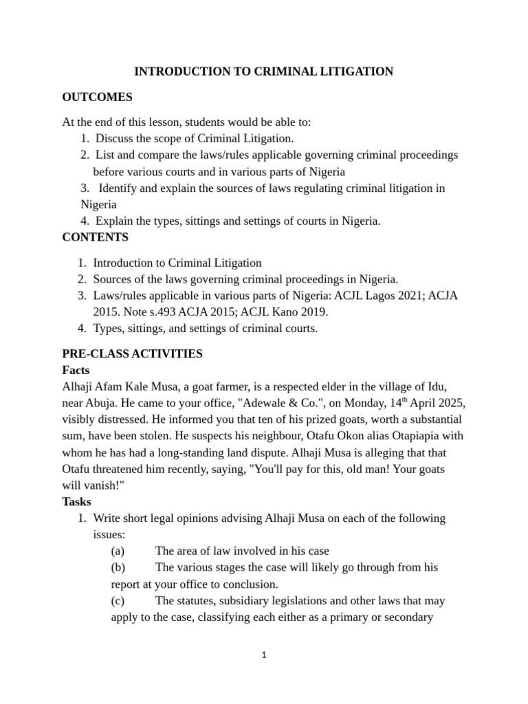 Introduction To Criminal Litigation | PDF | Lawsuit | Prosecutor