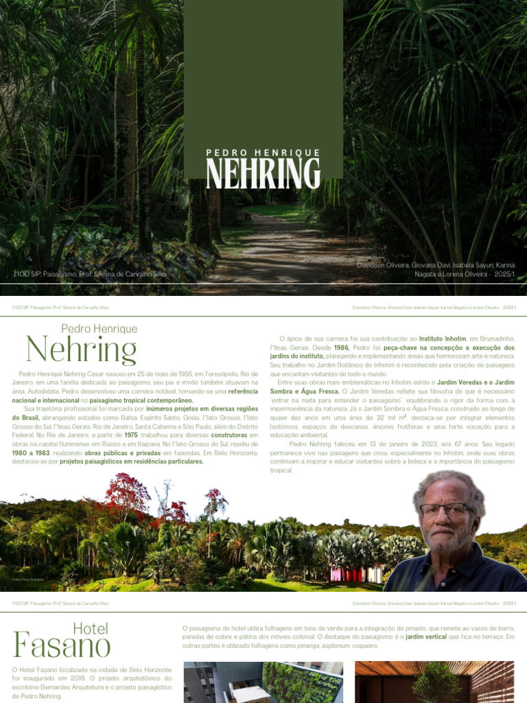Legado de Pedro Nehring no Paisagismo | PDF | Arquitetura de paisagens ...