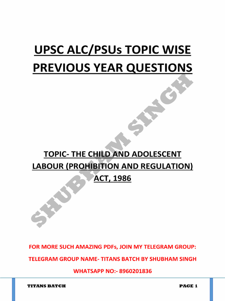 Child Labour Act 1986 | PDF
