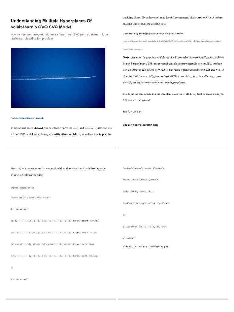 Understanding Multiple Hyperplanes of Scikit-Learns Ovo SVC Model | PDF