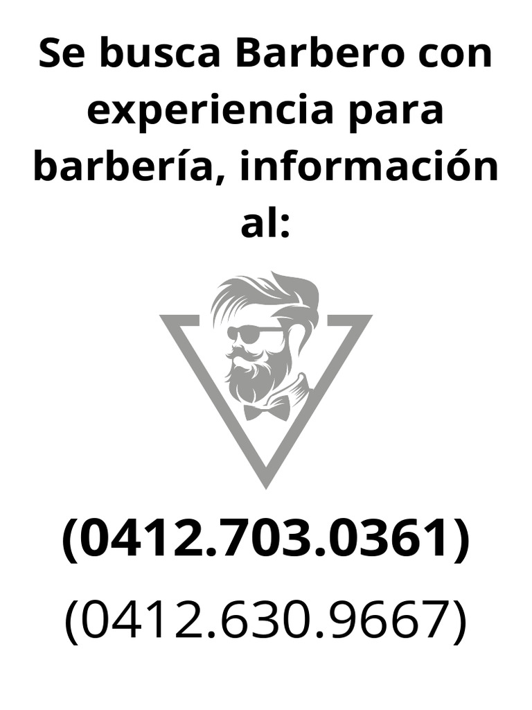Se Busca Barbero Con Experiencia para Barbería, Información Al | PDF