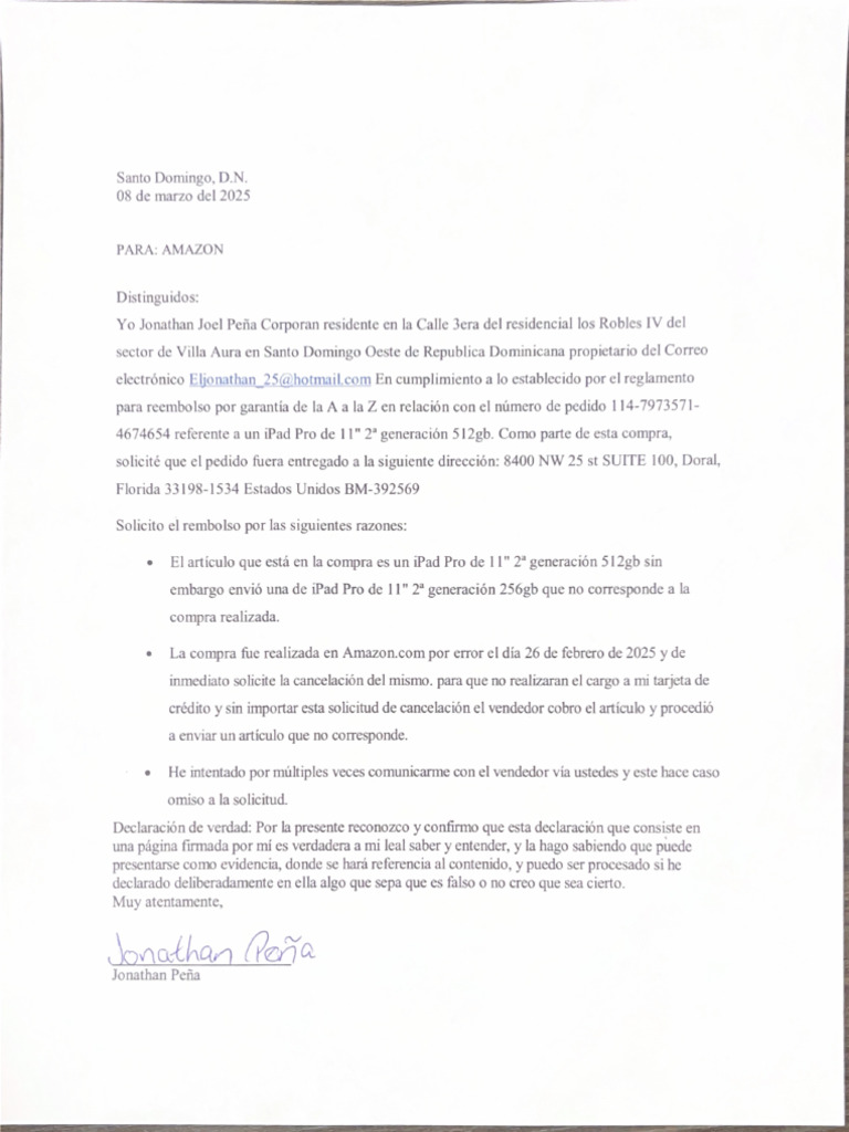 Carta de Amazon | PDF