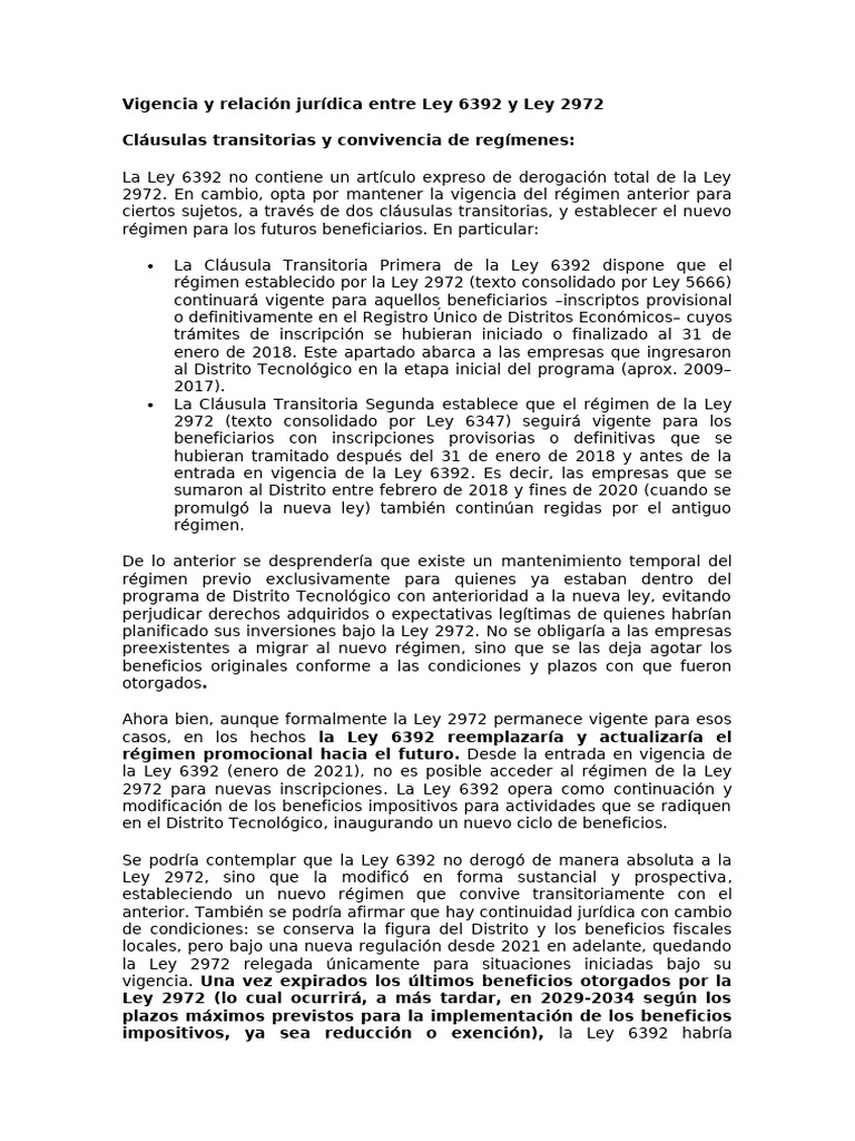 Vigencia de la Ley 2972 y Ley 6392 | PDF