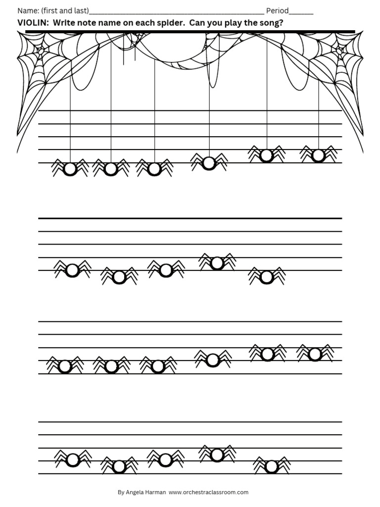 Violin, Viola, Cello Note Worksheets | PDF