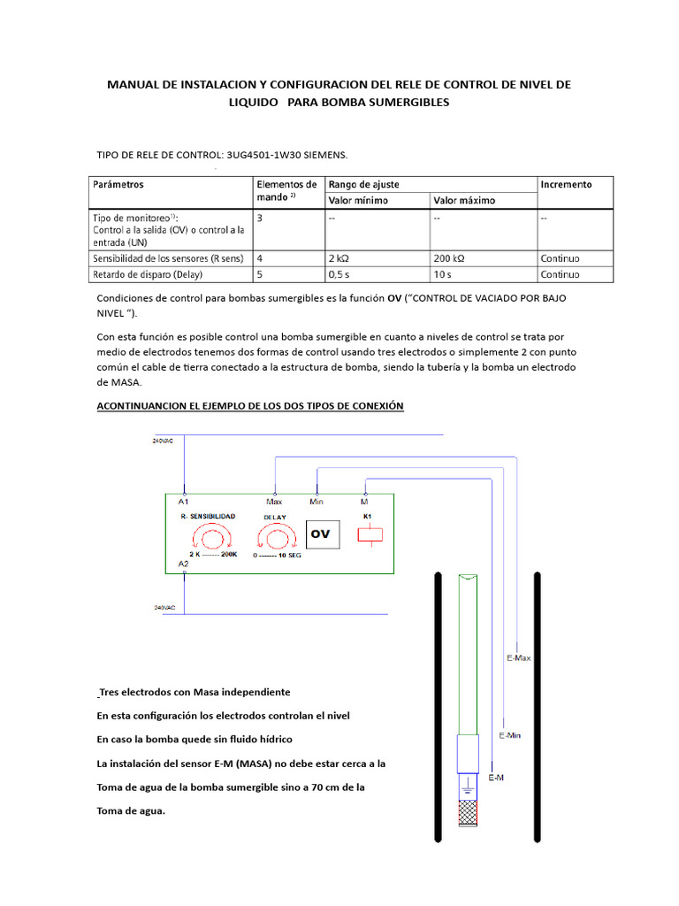 Manual de Instalacion y Configuracion Del Rele de Control de Nivel de Liquido para Bomba ...