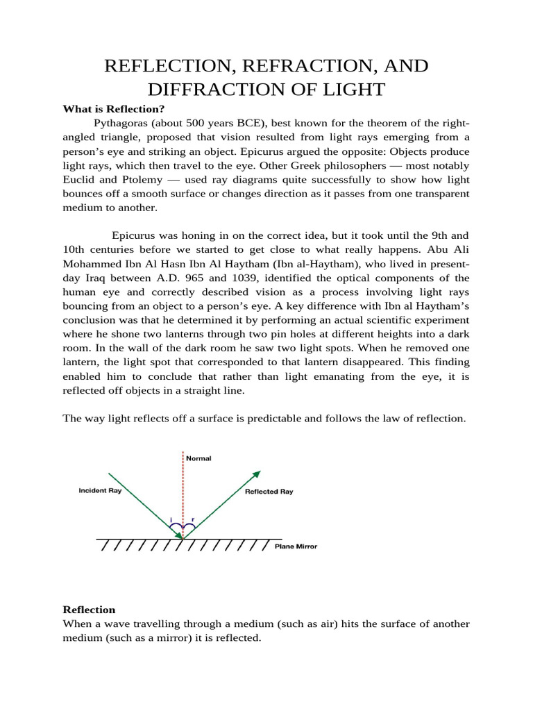 Report in p6 | PDF | Refraction | Light
