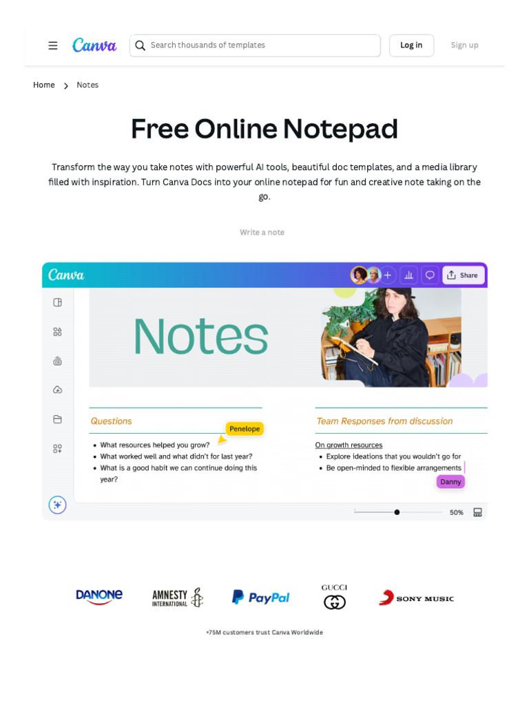 Take notes online_ Free online otepad _ Canva | PDF | Typefaces | Icon ...