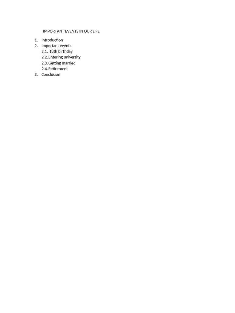 Important Events in Our Life | PDF
