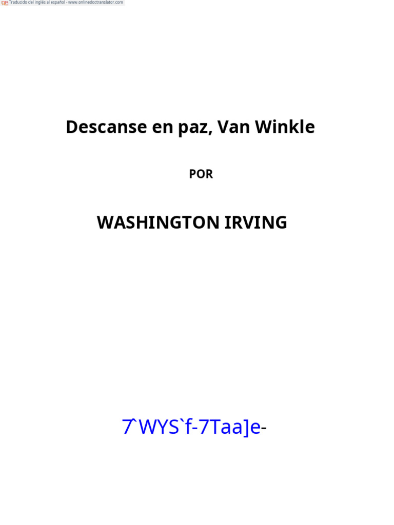 Rip Van Winkle - PDF Book - En.es | PDF | Rip Van Winkle | Washington ...