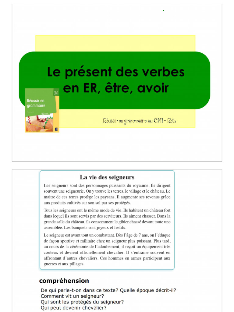 5.le present des verbes être avoir et 1er groupe | PDF