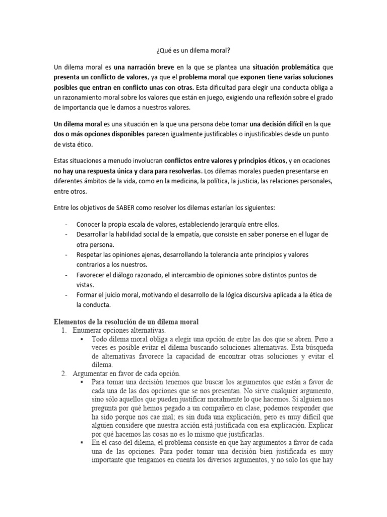 Qué Es Un Dilema Moral 2do | PDF | Moralidad