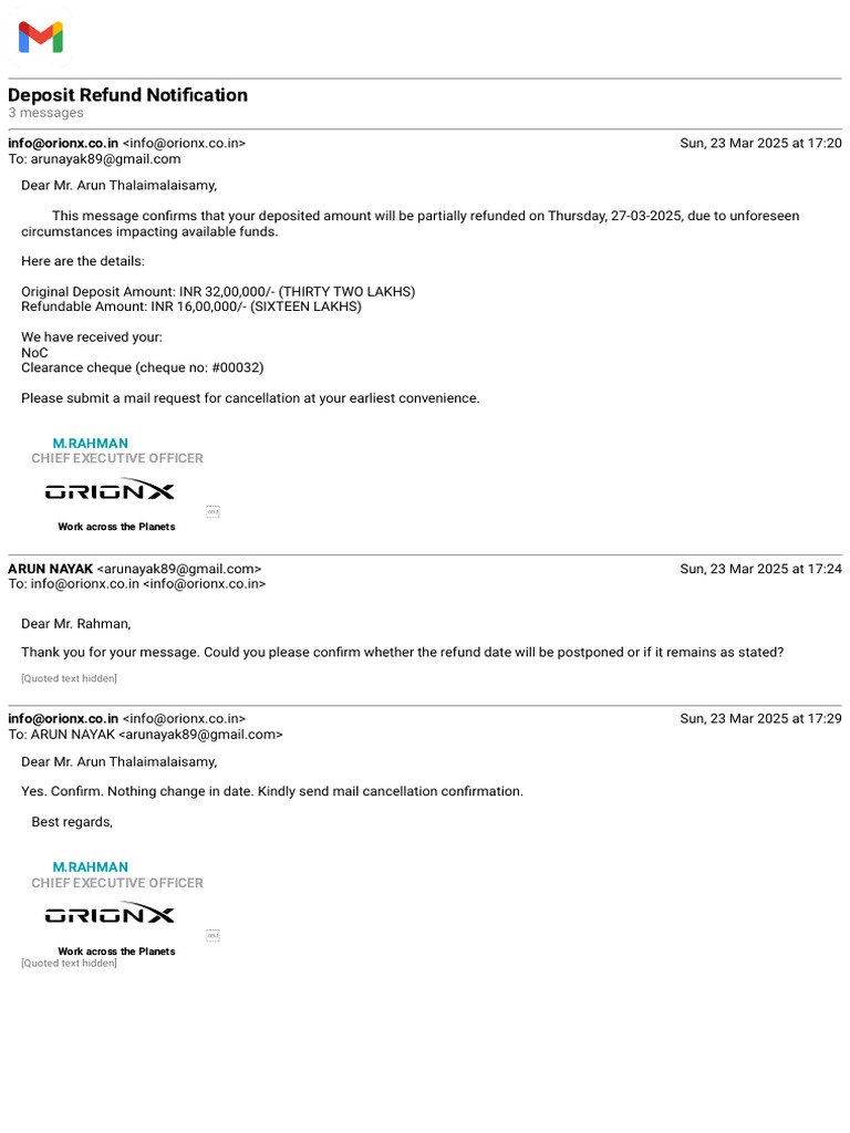 Deposit Refund Confirmation Notice | PDF