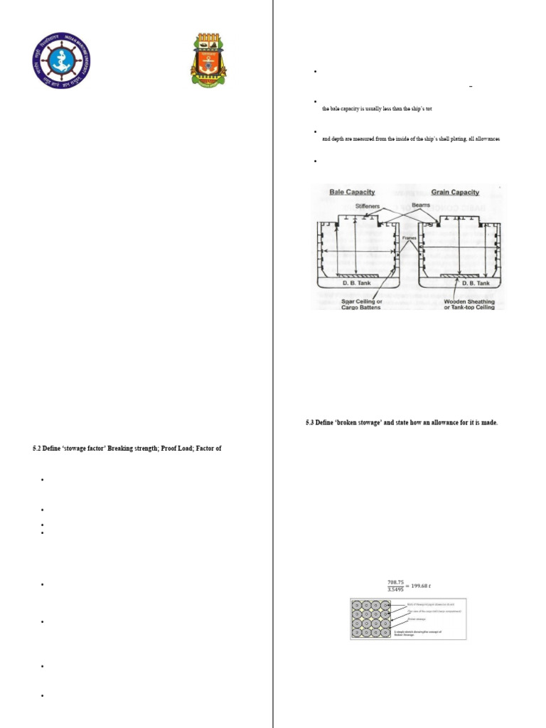 Bale vs Grain Capacity in Cargo Vessels | PDF | Strength Of Materials ...