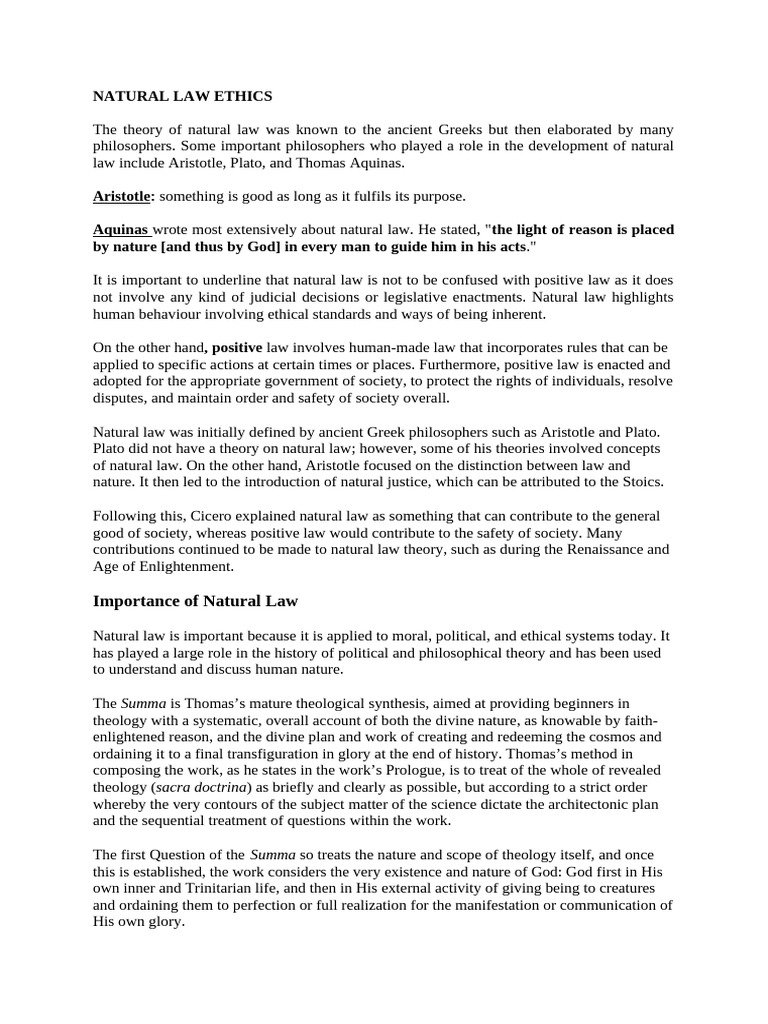 The Theory of Natural Law Ethics | PDF | Natural Law | Virtue Ethics
