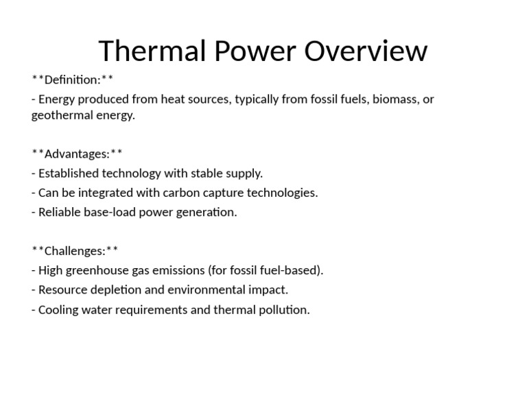 Thermal Power: Benefits and Challenges | PDF