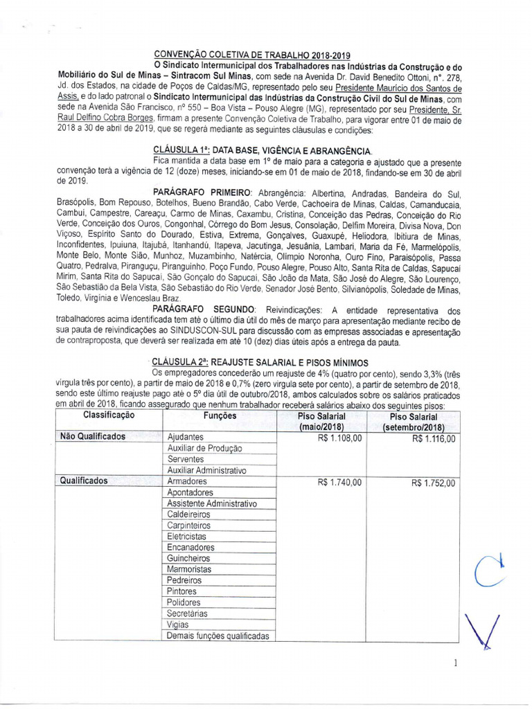 Doc. 08 - CCT Construção 2018-2019 - Parte 1 | PDF