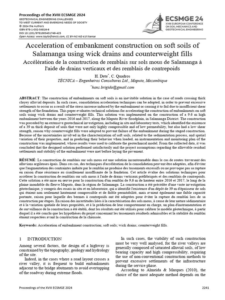 689 D Acceleration of Embankment Construction On Soft So | PDF ...