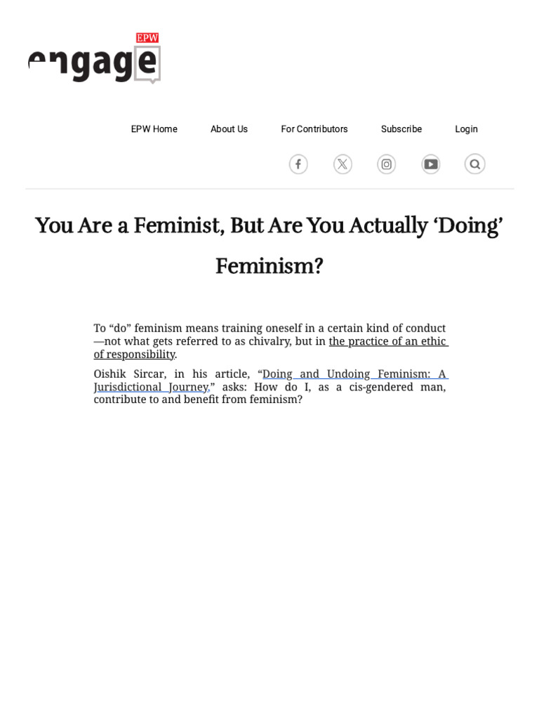 You Are A Feminist, But Are You Actually Doing' Feminism - Economic and ...