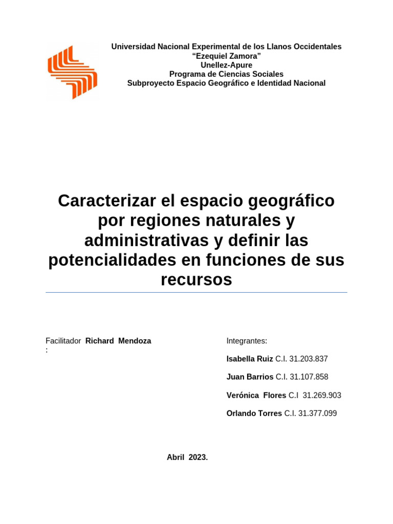 Caracterizar El Espacio Geográfico Por Regiones Naturales | PDF ...