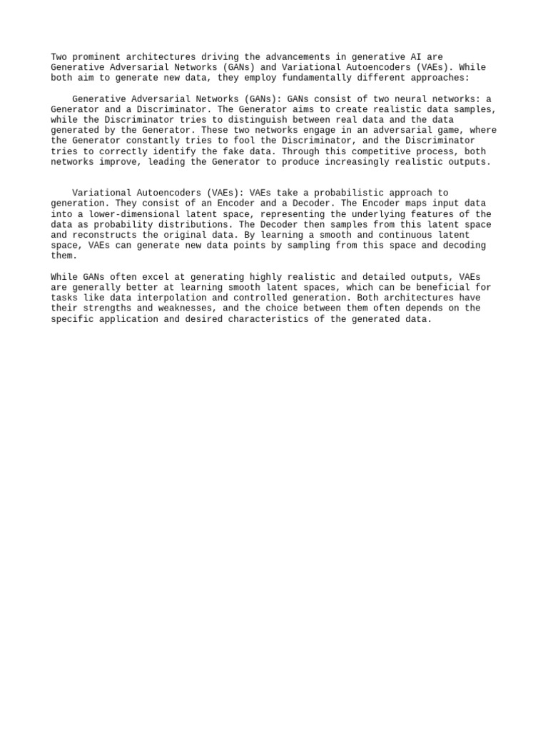 Understanding Generative AI Models GANs and VAEs | PDF