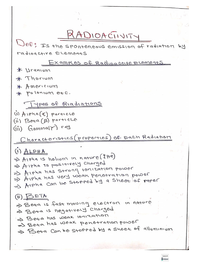 Radioactivity Notes With Exam Questions | PDF