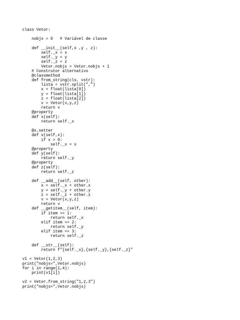 Python Vetor Class Implementation | PDF