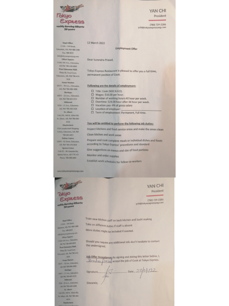 Job Offer Letter Canada | PDF