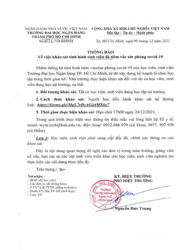 1521.21 TB Khao Sat Tinh Hinh Sinh Vien Da Tiem Vacxin Phong Covid-19 | PDF